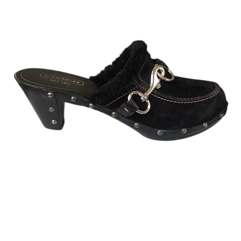 Coach Regina Black Suede Leather Clogs 6 - Gem